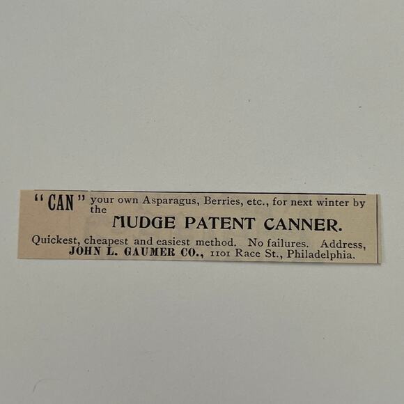 None and/or Unknown | Other | John L Gaumer Co Mudge Patent Canner ...